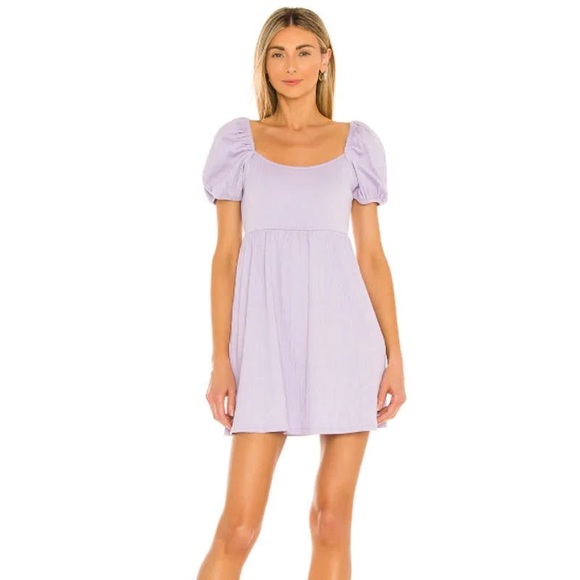 BB Dakota | Dresses | Bb Dakota Lavender Puff Sleeve Babydoll Dress ...